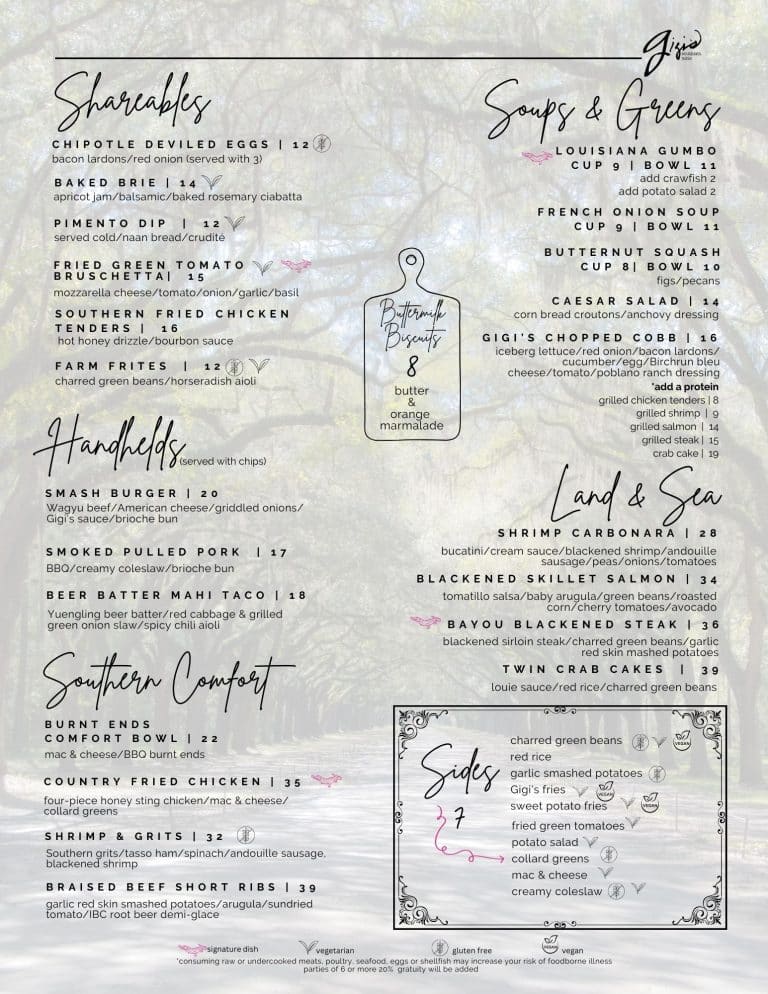 Gigi's Brunch Menu | State College Bars | Central PA Bars