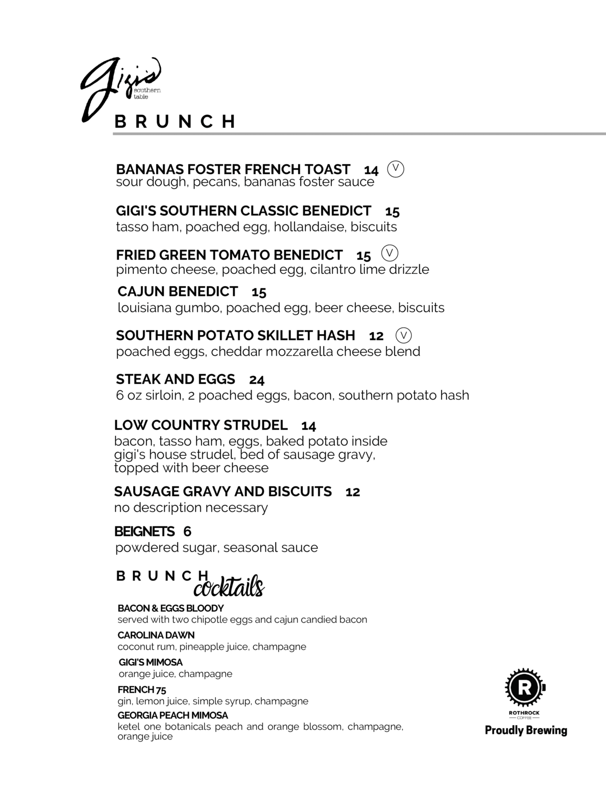 Menus - Gigi's Southern Table