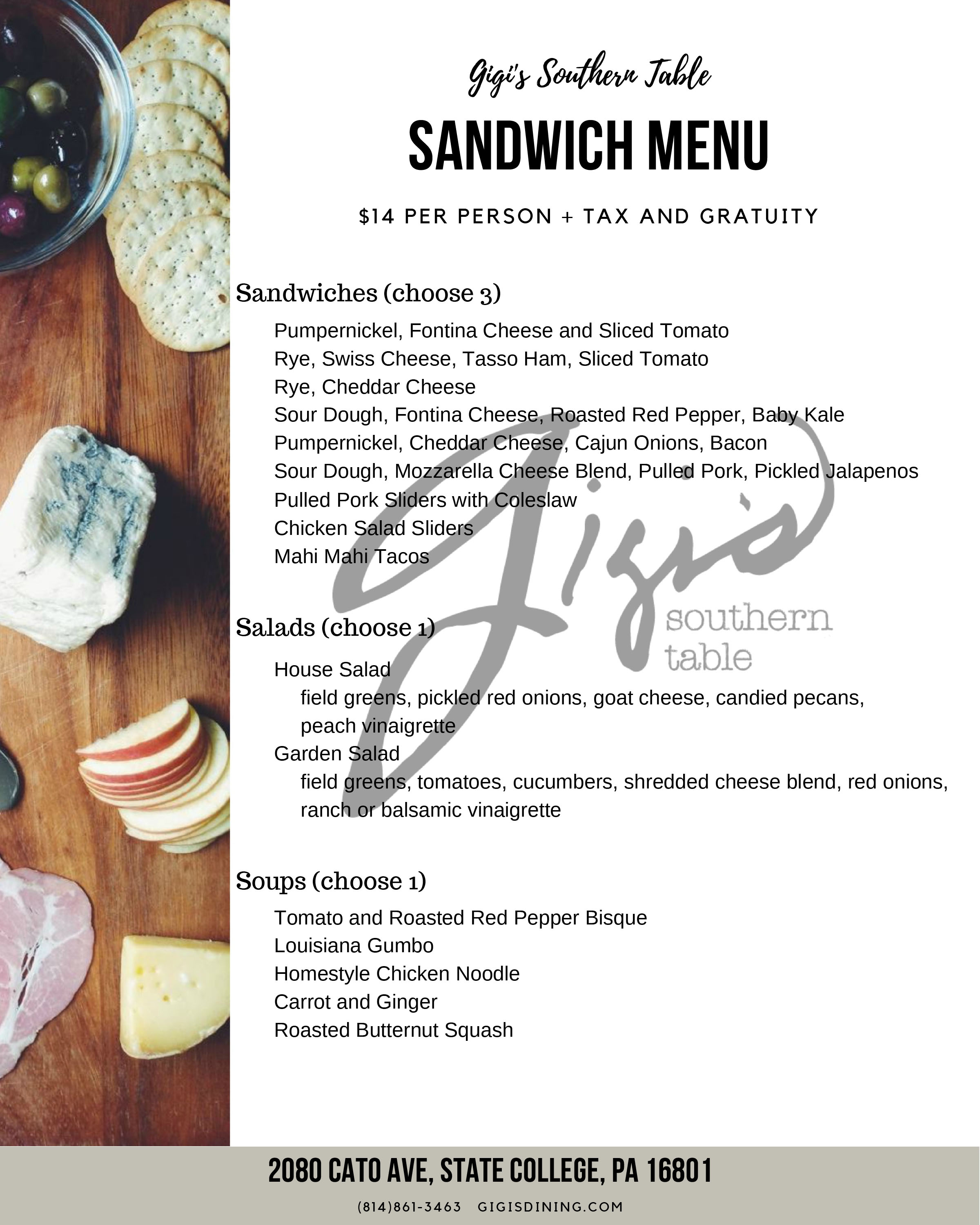 Menus - Gigi's Southern Table